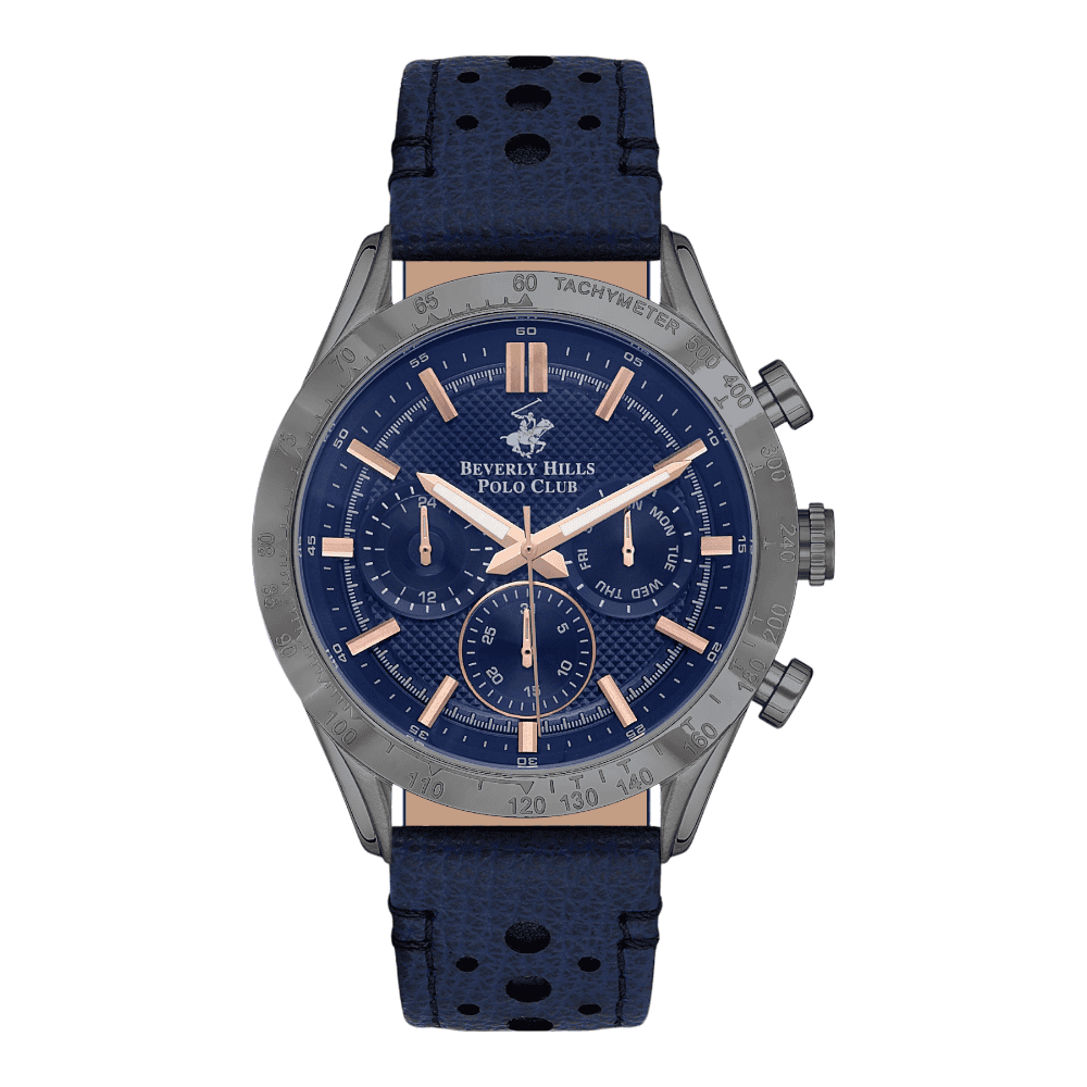 Buy BEVERLY HILLS POLO CLUB Men's Multi Function Dark Blue Dial Watch ...