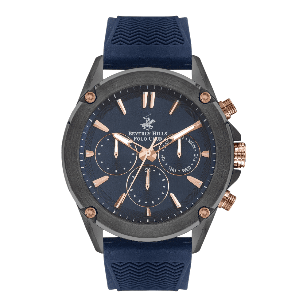 Buy BEVERLY HILLS POLO CLUB Men's Multi Function Dark Blue Dial Watch ...