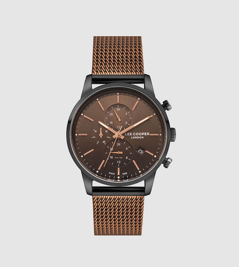 Buy LEE COOPER Men's Chronograph Brown Dial Watch - LC07084.640 - Dash